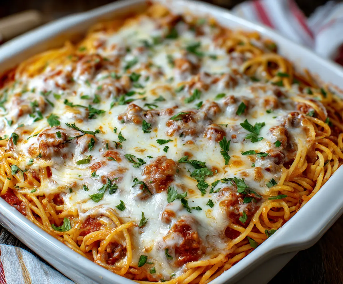 Delicious Baked Cream Cheese Spaghetti Casserole