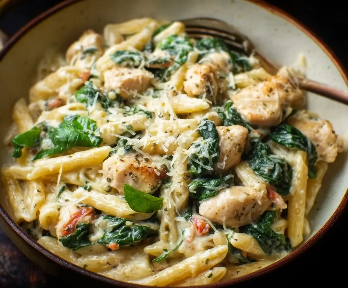 Creamy Chicken Spinach Pasta Recipe | Easy & Delicious