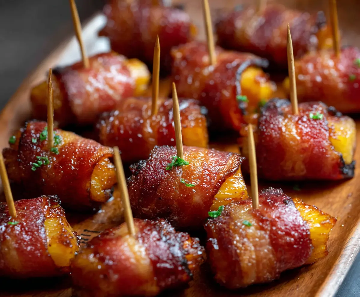 Spicy Brown Sugar Bacon Wrap Pineapple Bites